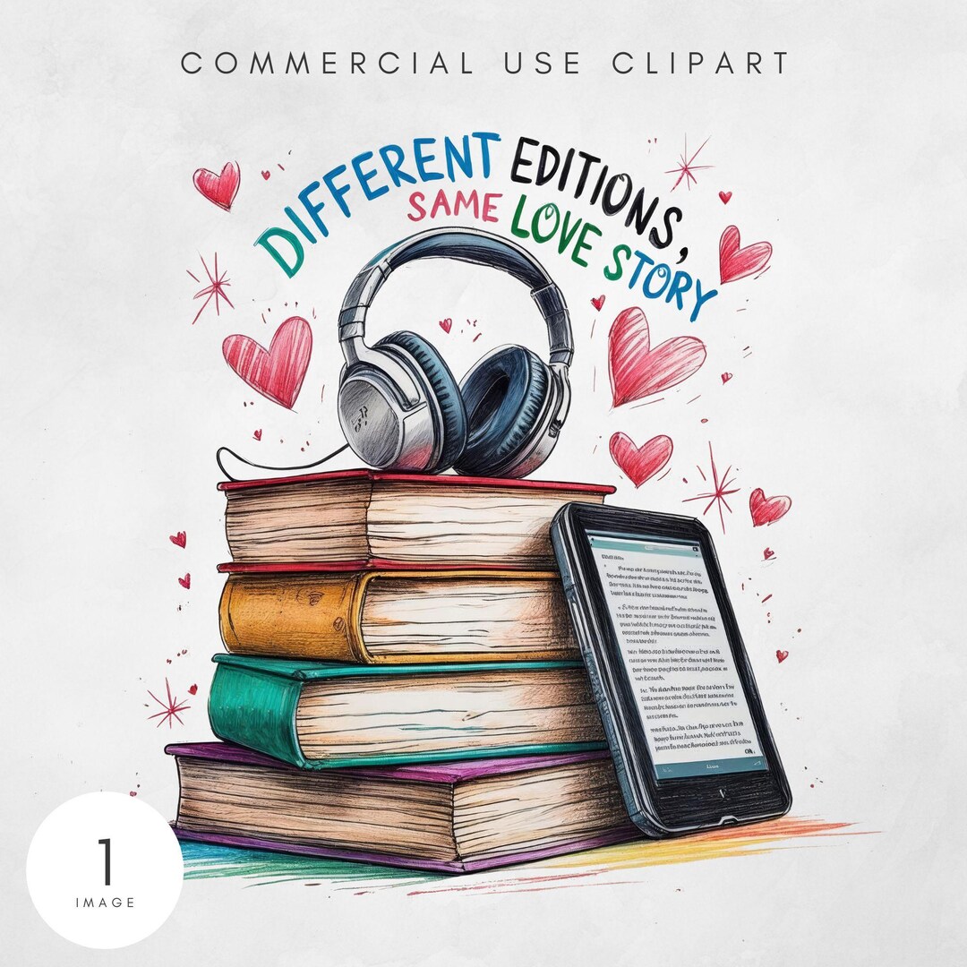Audiobook E-reader Book PNG Still Reading Cute Trendy Digital Download ...