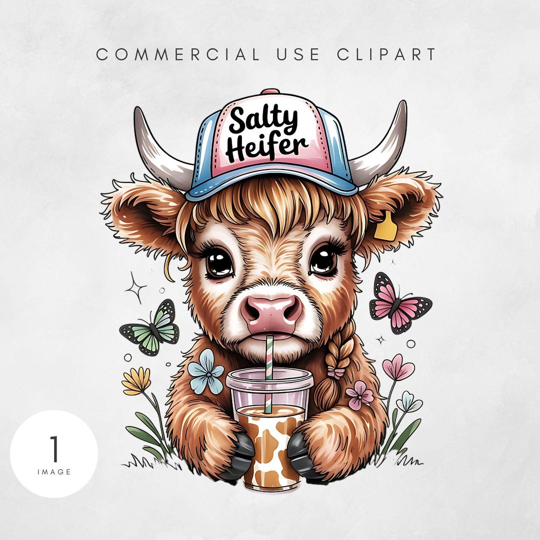 Salty Heifer PNG | Funny Highland Cow Sublimation Design | Sarcastic ...
