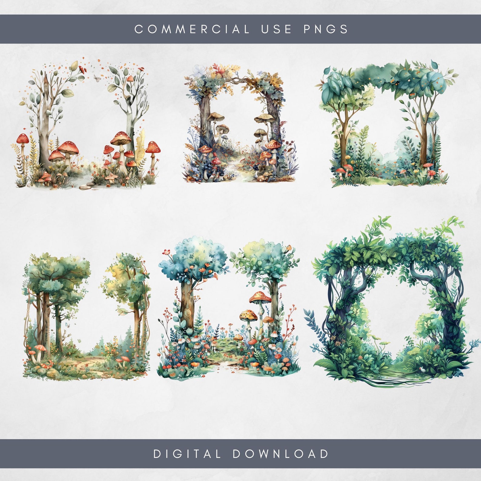 Enchanted Forest Frames PNG Enchanted Mushrooms Clipart Frames ...