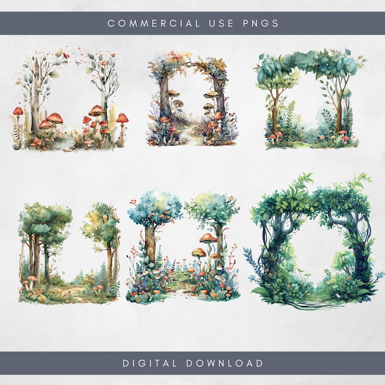 Enchanted Forest Frames PNG Enchanted Mushrooms Clipart Frames ...