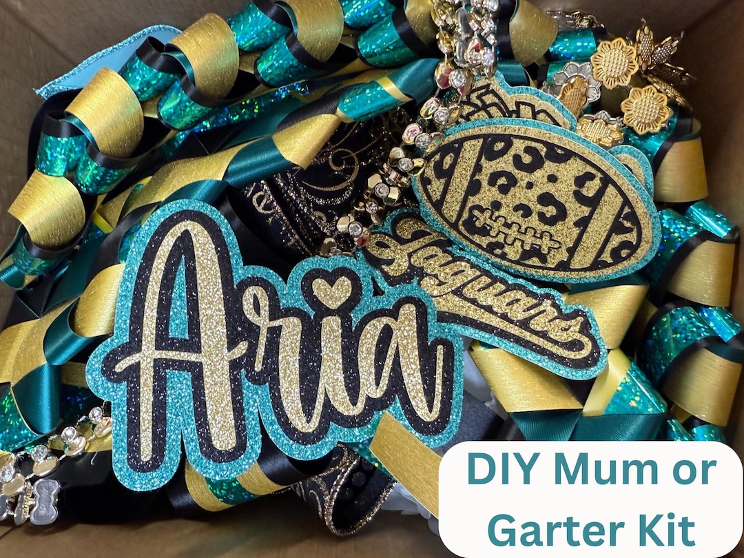 DIY Homecoming Mum or Garter Kit, Personalized Cutouts, Braids & Ribbon ...