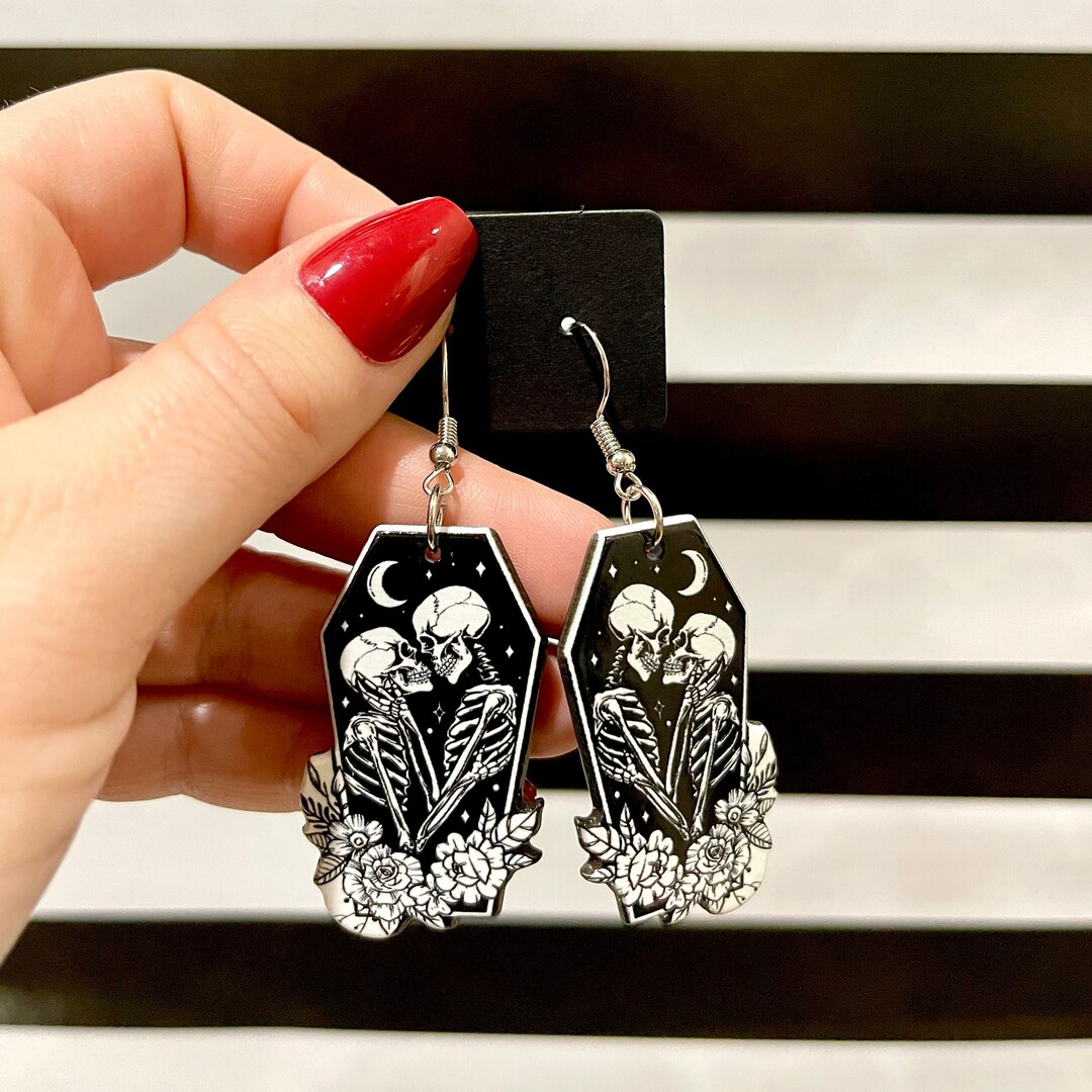 Love You to Death Valentine Earrings || Lightweight Spooky Valentine ...
