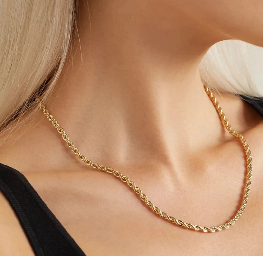 18K Gold Filled Rope Chain, Rope Necklace, Twisted Necklace, Wide ...