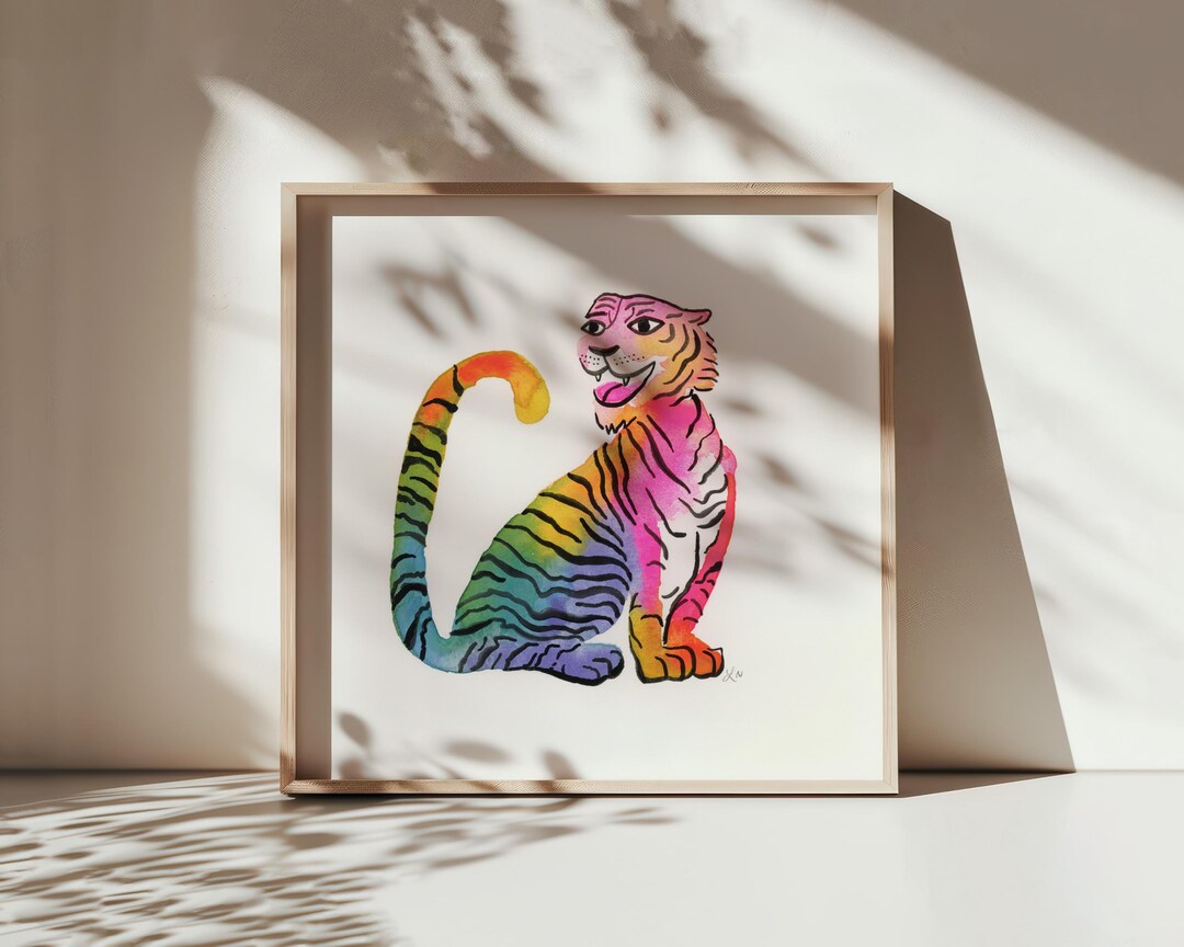 Rainbow Tiger Art Print | Giclee Print From Original Hand-painting by ...