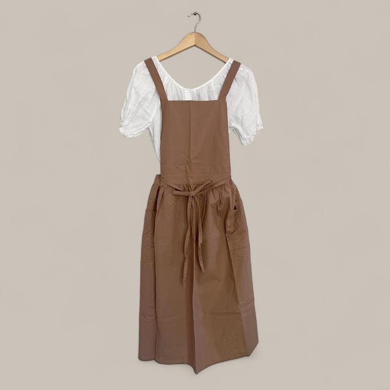 Apron Dress With Pockets I Cross Back Apron I Kitchen Apron for Women I ...