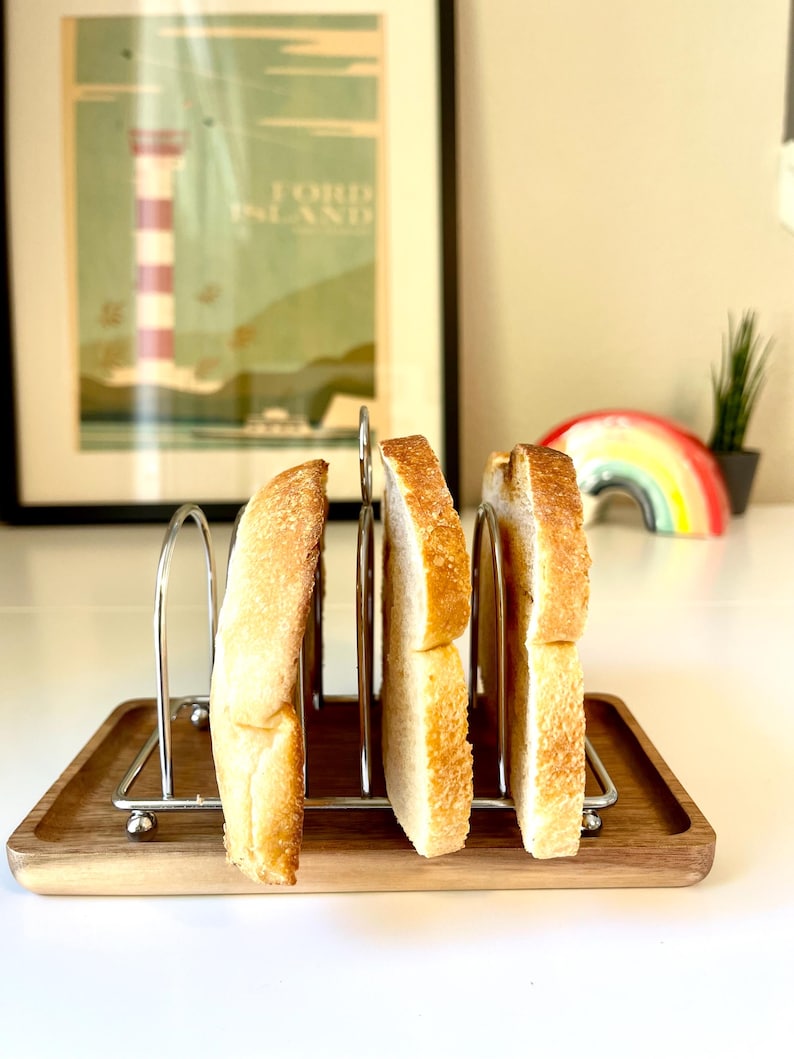 Toast Rack 6 Slices I Stainless Toast Stand With Wood Tray I ...