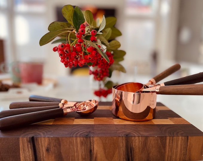 Vintage French Set of 3 Solid Copper Measuring Cups With Copper Handles ...