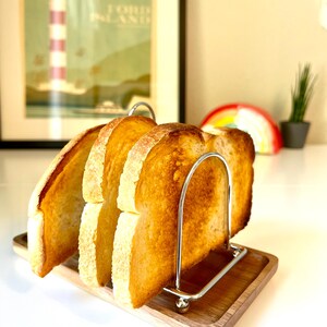 Toast Rack 6 Slices I Stainless Toast Stand With Wood Tray I ...