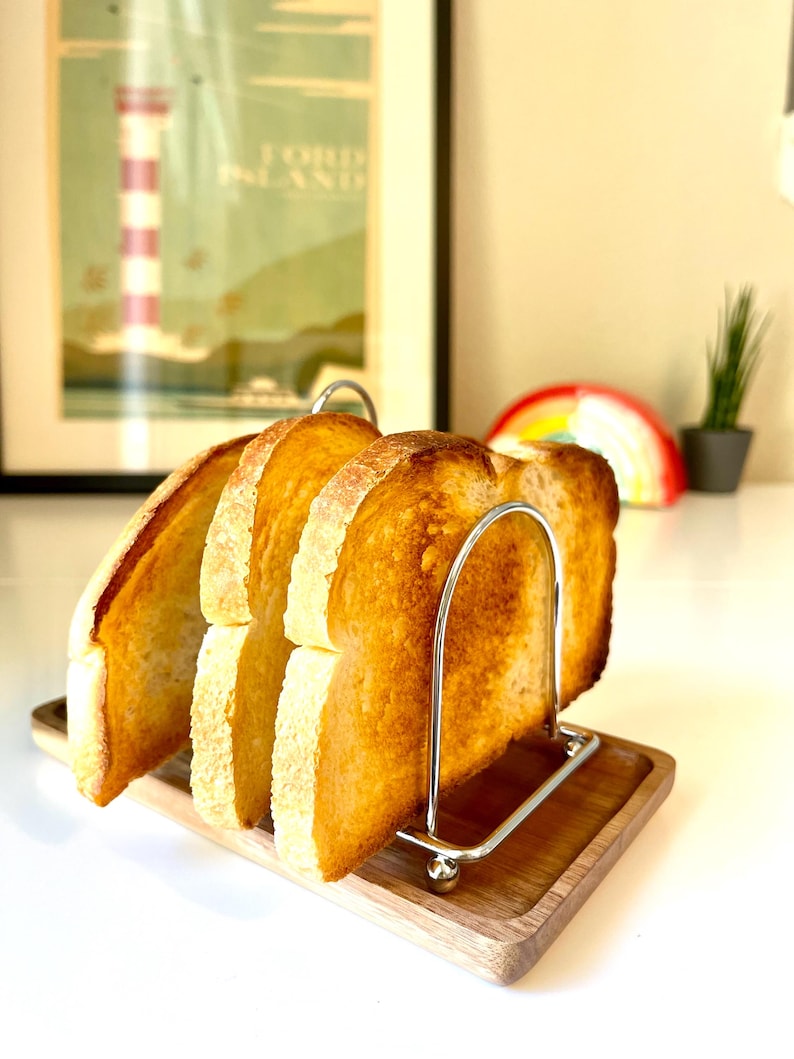 Toast Rack 6 Slices I Stainless Toast Stand With Wood Tray I ...