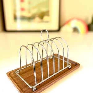 Toast Rack 6 Slices I Stainless Toast Stand With Wood Tray I ...