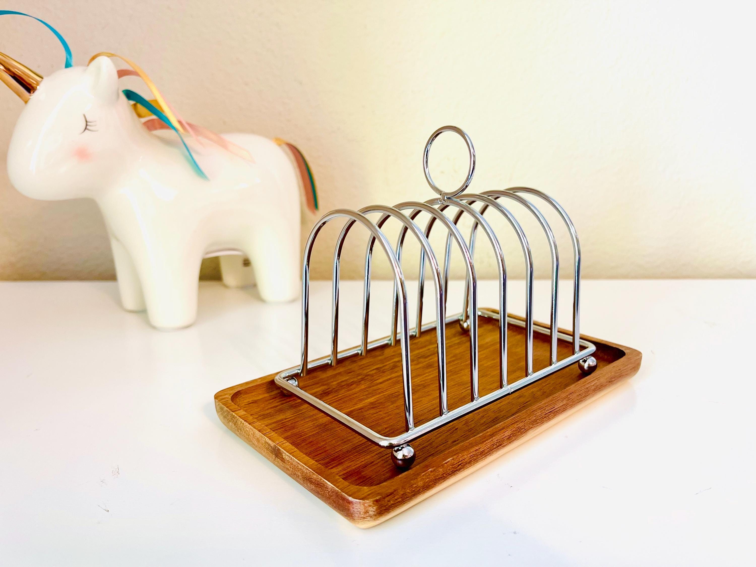 Toast Rack 6 Slices I Stainless Toast Stand With Wood Tray I ...