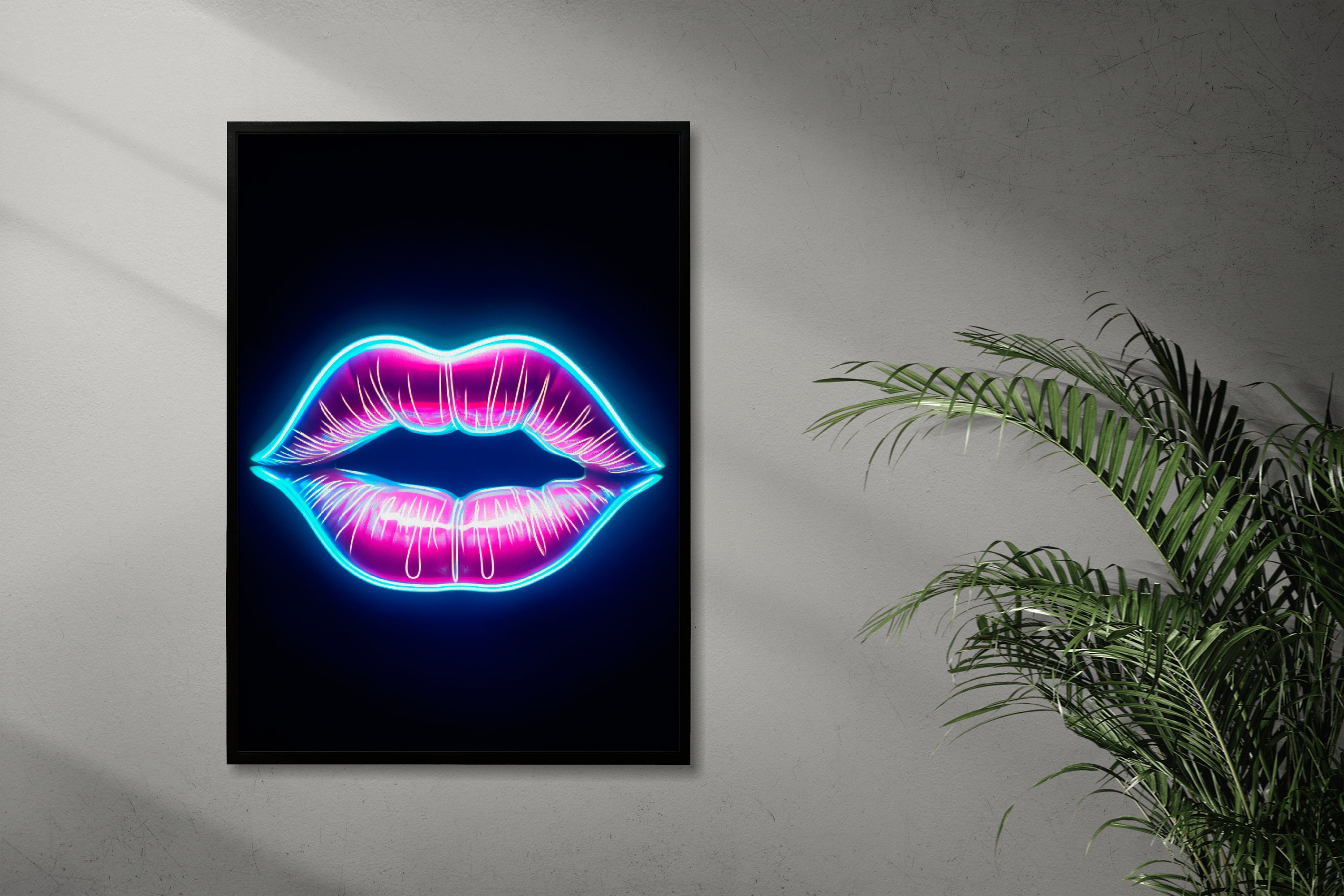 Neon Pop Art Lips Printable Neon Pop Art Pop Art Neon Home Décor Pop ...