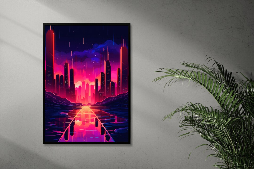 Synthwave Cosmic Cityscape Printable Synthwave Artwork Synthwave Home ...