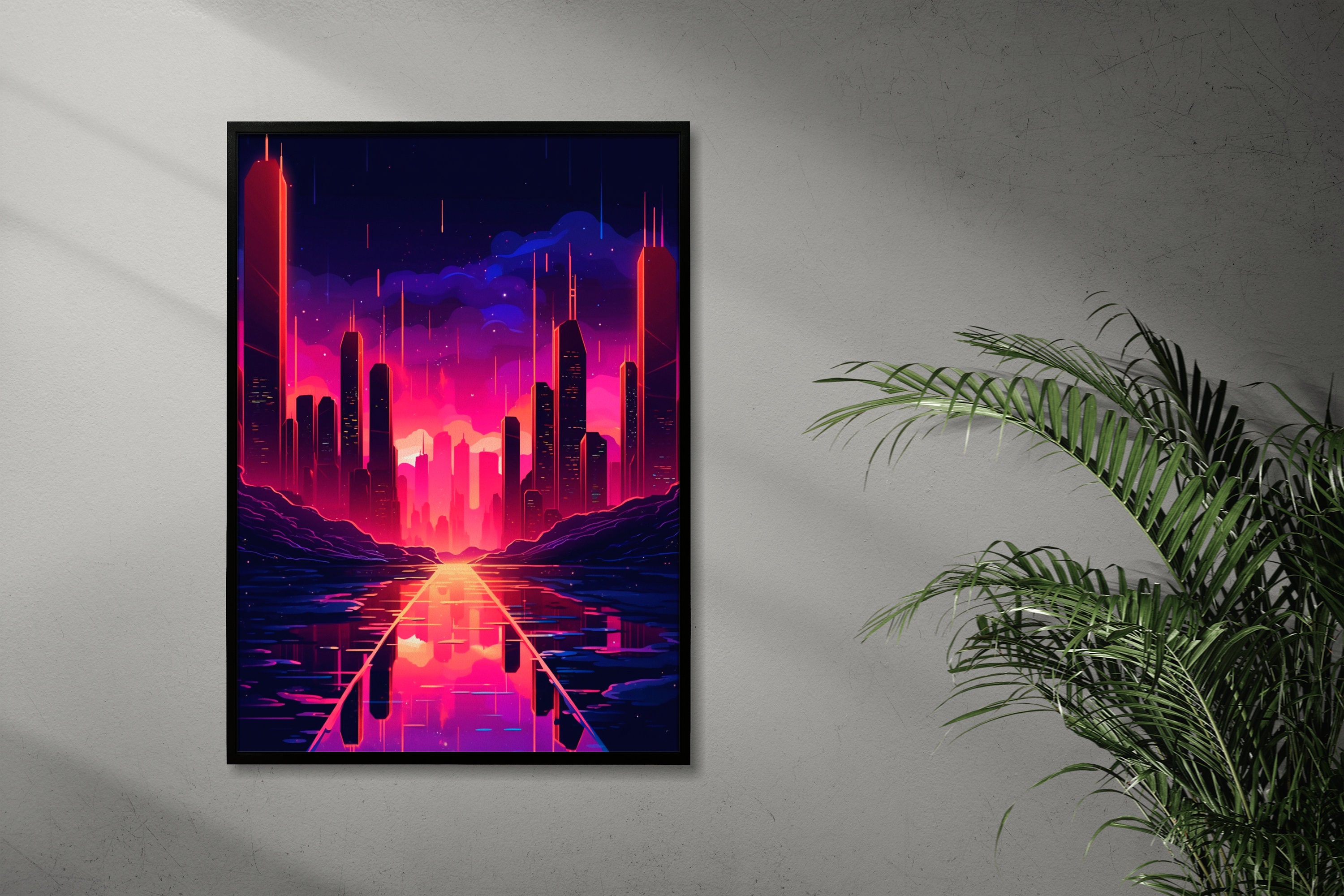 Synthwave Cosmic Cityscape Printable Synthwave Artwork Synthwave Home ...