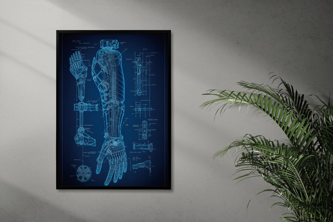 Bionic Arm Blueprint Mechanical Engineering Colourful Printable ...