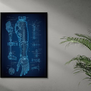 Bionic Arm Blueprint Mechanical Engineering Colourful Printable ...
