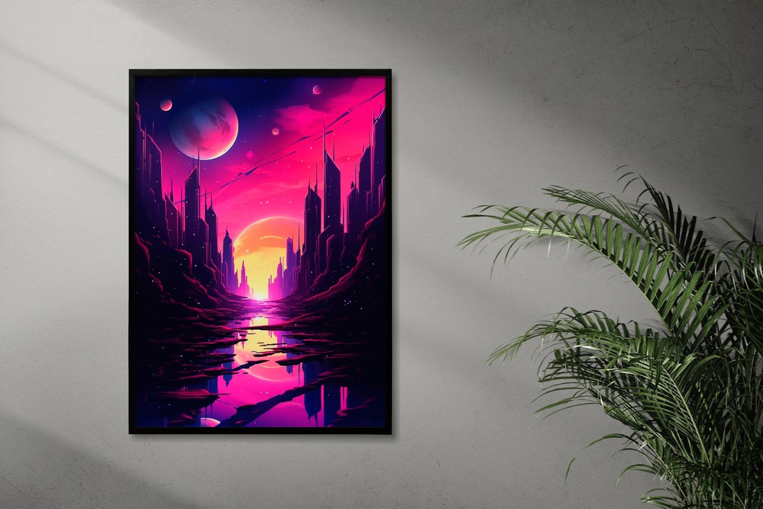 Synthwave Cosmic Cityscape Printable Synthwave Artwork Synthwave Home ...