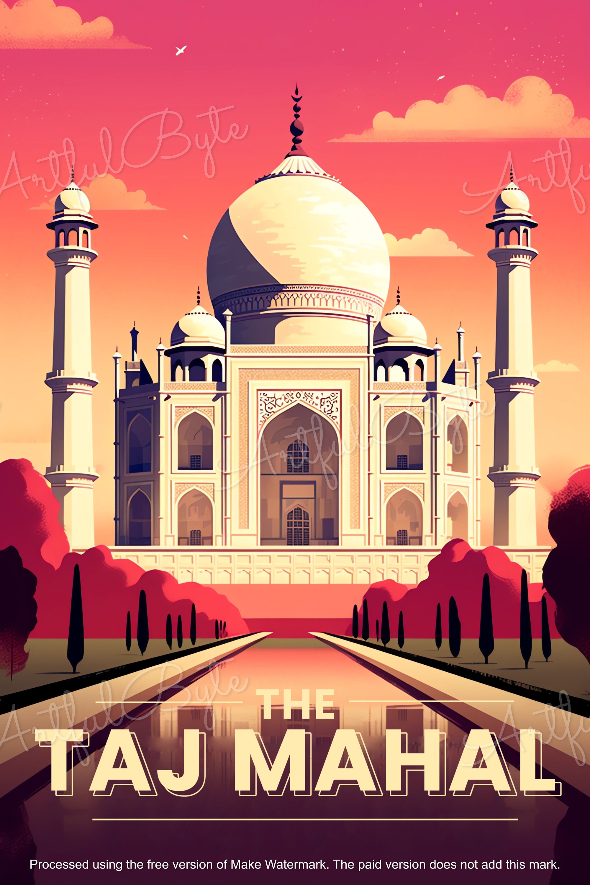 Vintage Travel Poster of the Taj Mahal Printable Vintage Poster Vintage ...