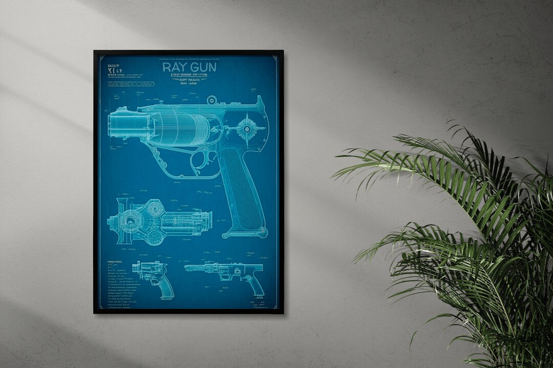 Ray Gun Blueprint Mechanical Engineering Colourful Printable Blueprint ...