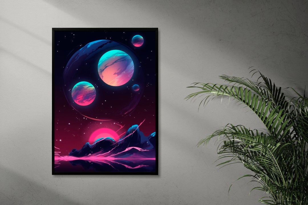 Synthwave Planets Printable Synthwave Artwork Synthwave Home Décor ...