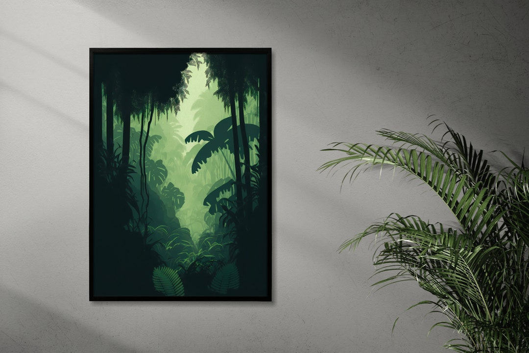 Minimalistic Rainforest Scene Digital Artwork Wall Art Nature High ...