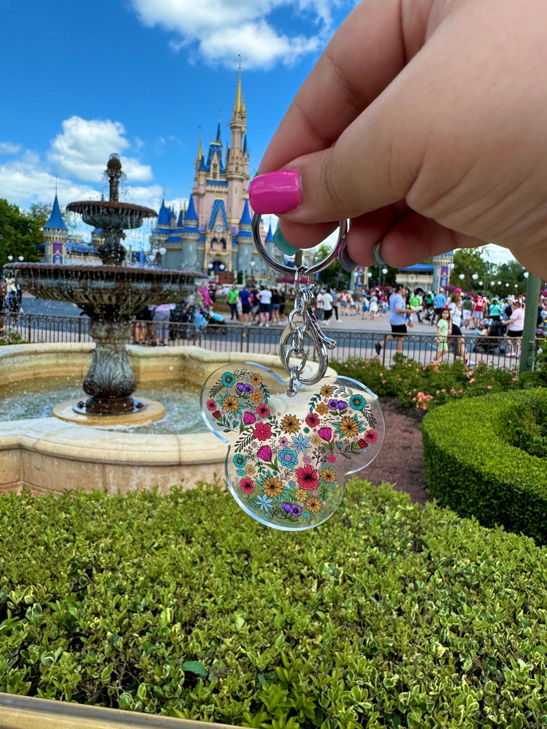 Flower Mickey Keychain | Disney Keychain | Mickey Bag Charm | Mickey ...