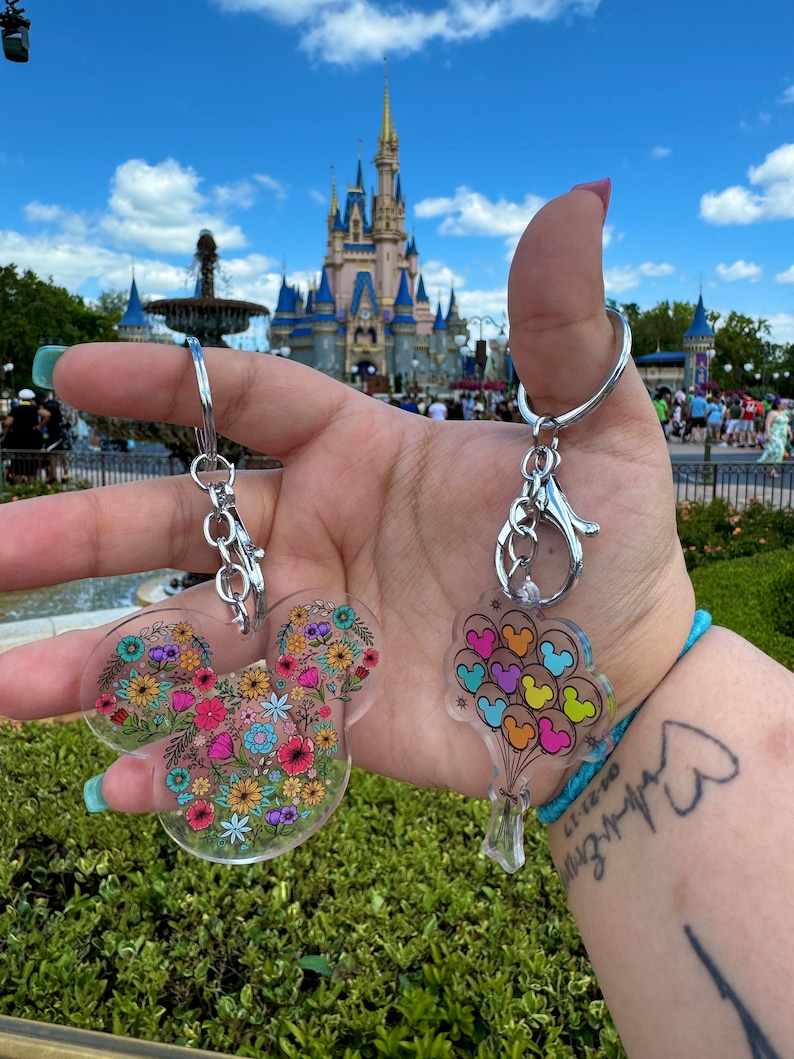 Flower Mickey Keychain | Disney Keychain | Mickey Bag Charm | Mickey ...