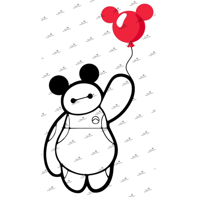 Baymax With Mickey Balloon PNG | SVG Digital - Etsy