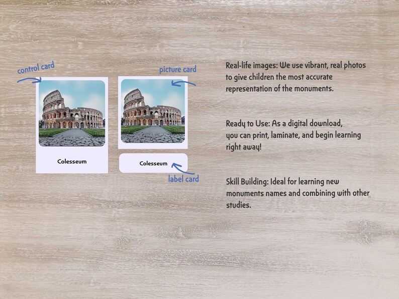 World Landmarks Montessori Cards - Monuments 3 Part Nomenclature Set ...