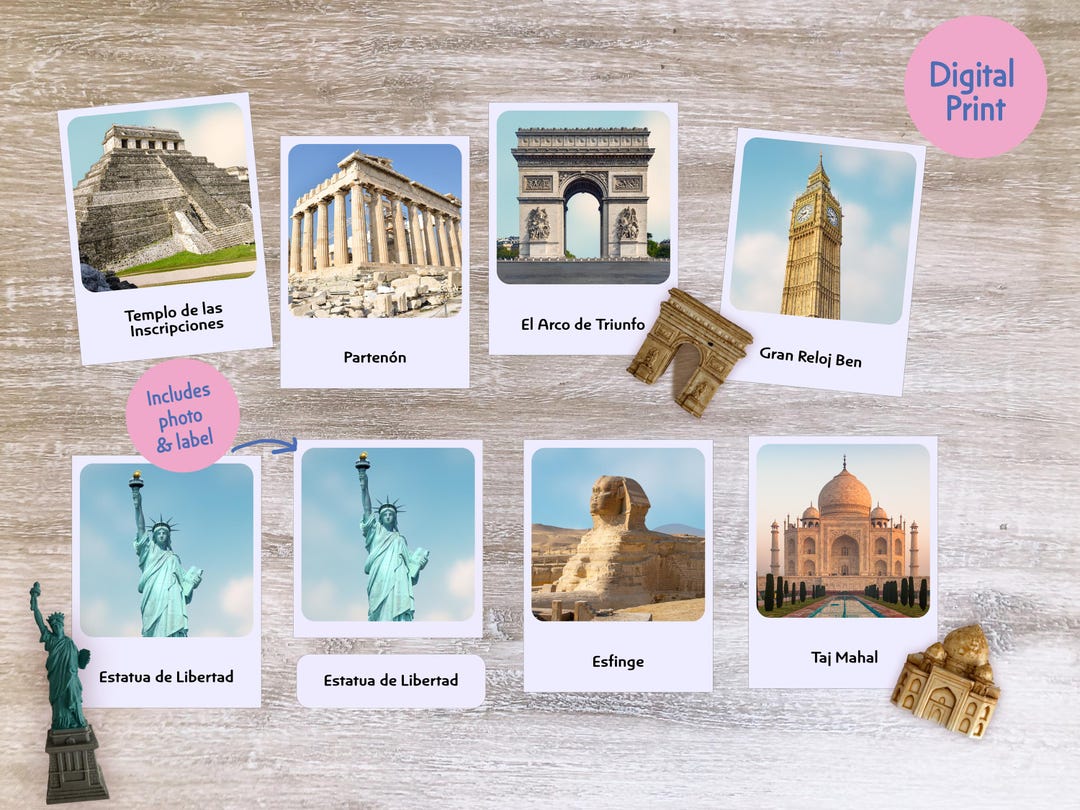 Spanish World Landmarks Montessori Cards - Monuments 3 Part ...