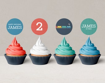 Construction Birthday Party Cupcake Toppers, Editable Dump Truck ...