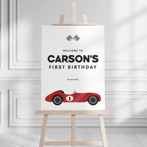 Racecar Birthday Time Capsule, Fast One Red Car Birthday Party Time ...