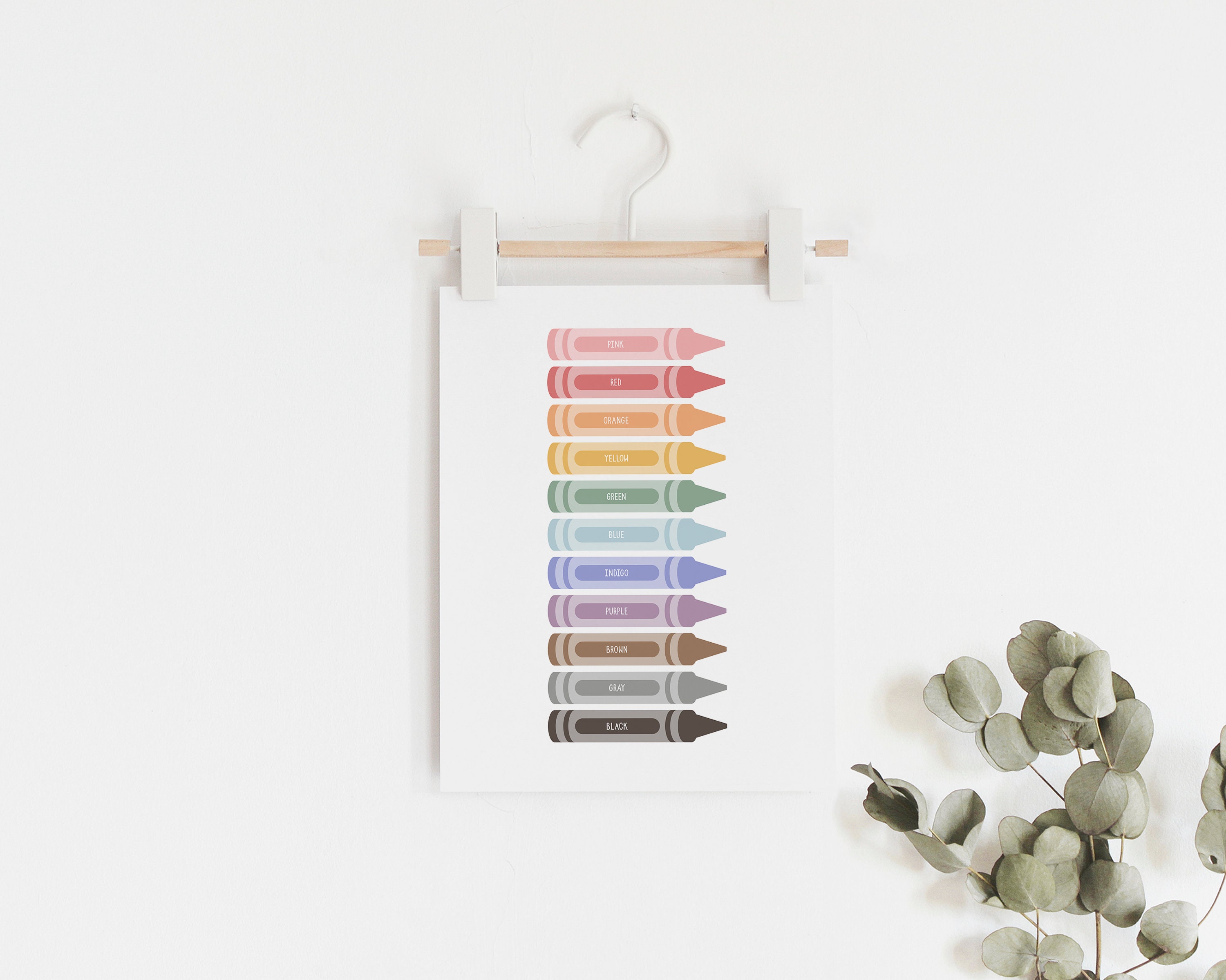 Educational Color Print Wall Decor, Crayon Poster, Printable Color Art ...
