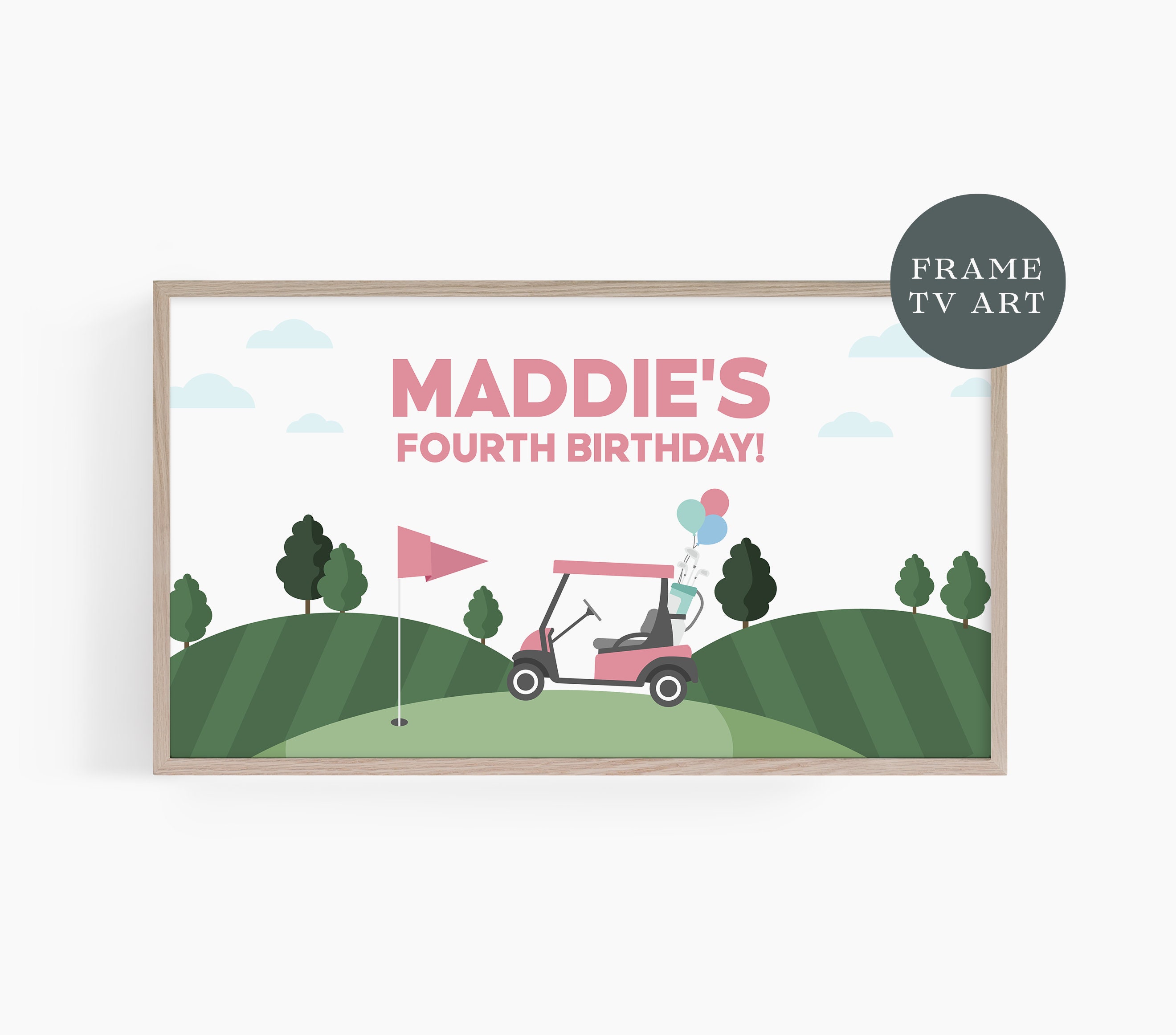 Golf Girl Fourth Birthday Party Invitation, Editable Modern Golf ...