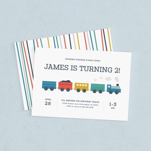 Train Birthday Invitation, Editable Modern Train Party Invitation ...