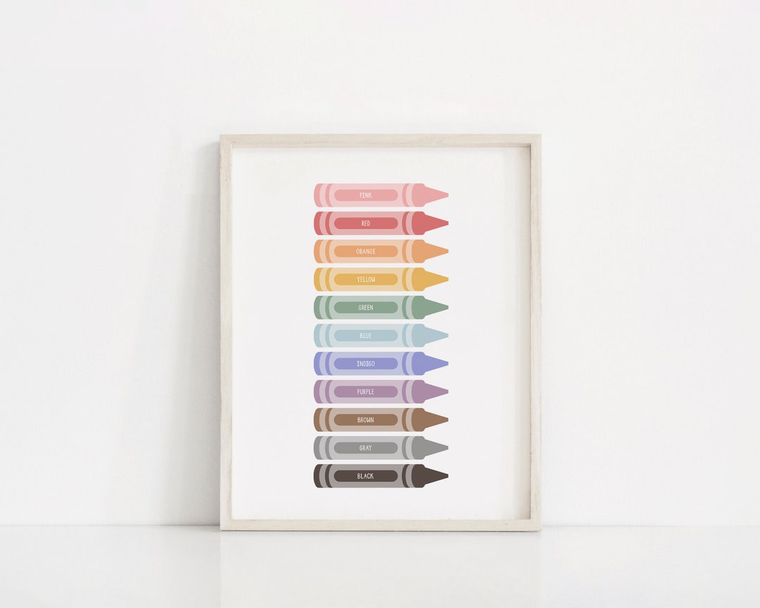 Educational Color Print Wall Decor, Crayon Poster, Printable Color Art ...