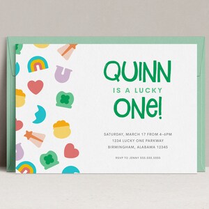 Lucky Charm Birthday Party Flag Banner, Editable Modern Lucky One Wall ...