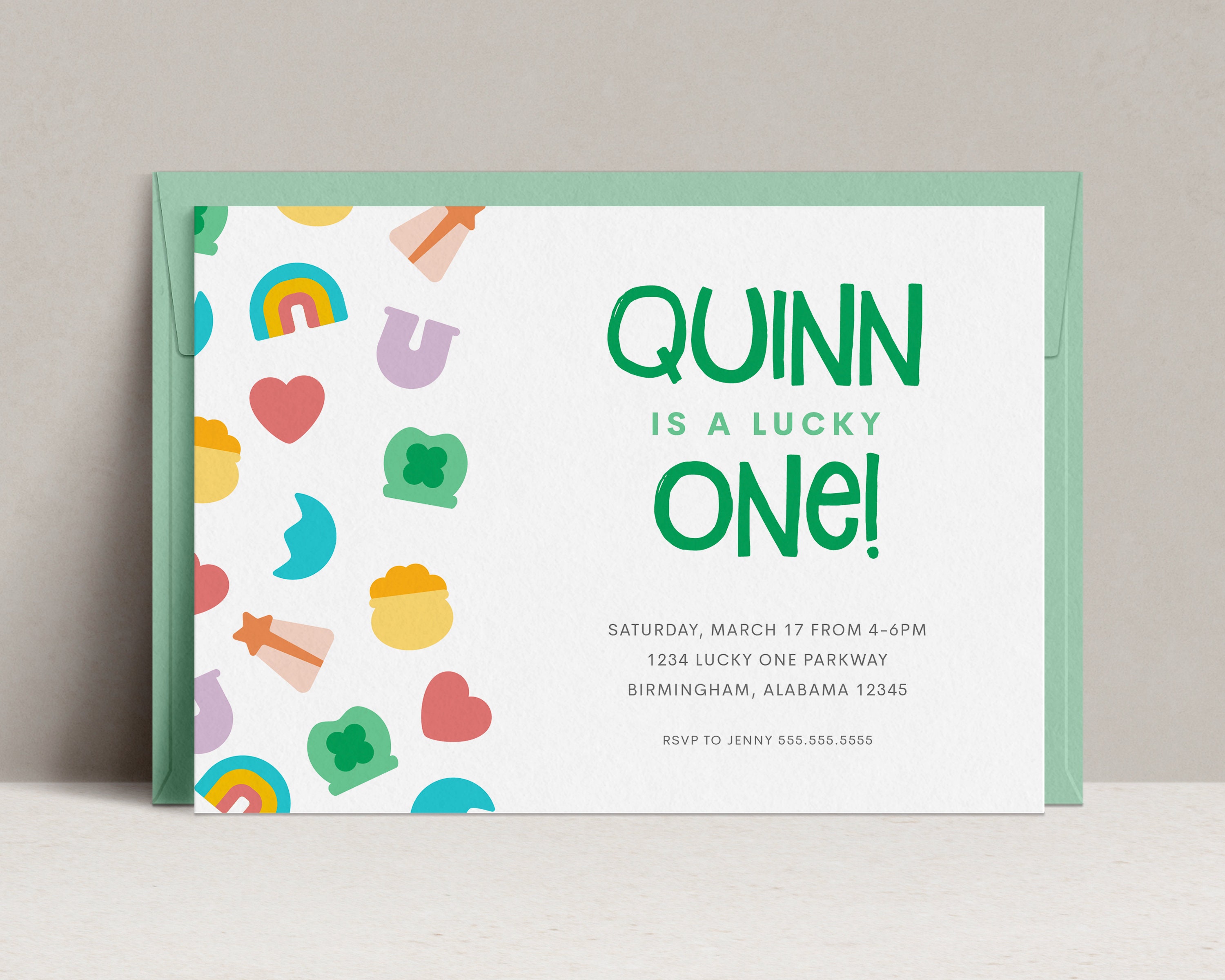 Lucky Charm Birthday Party Flag Banner, Editable Modern Lucky One Wall ...