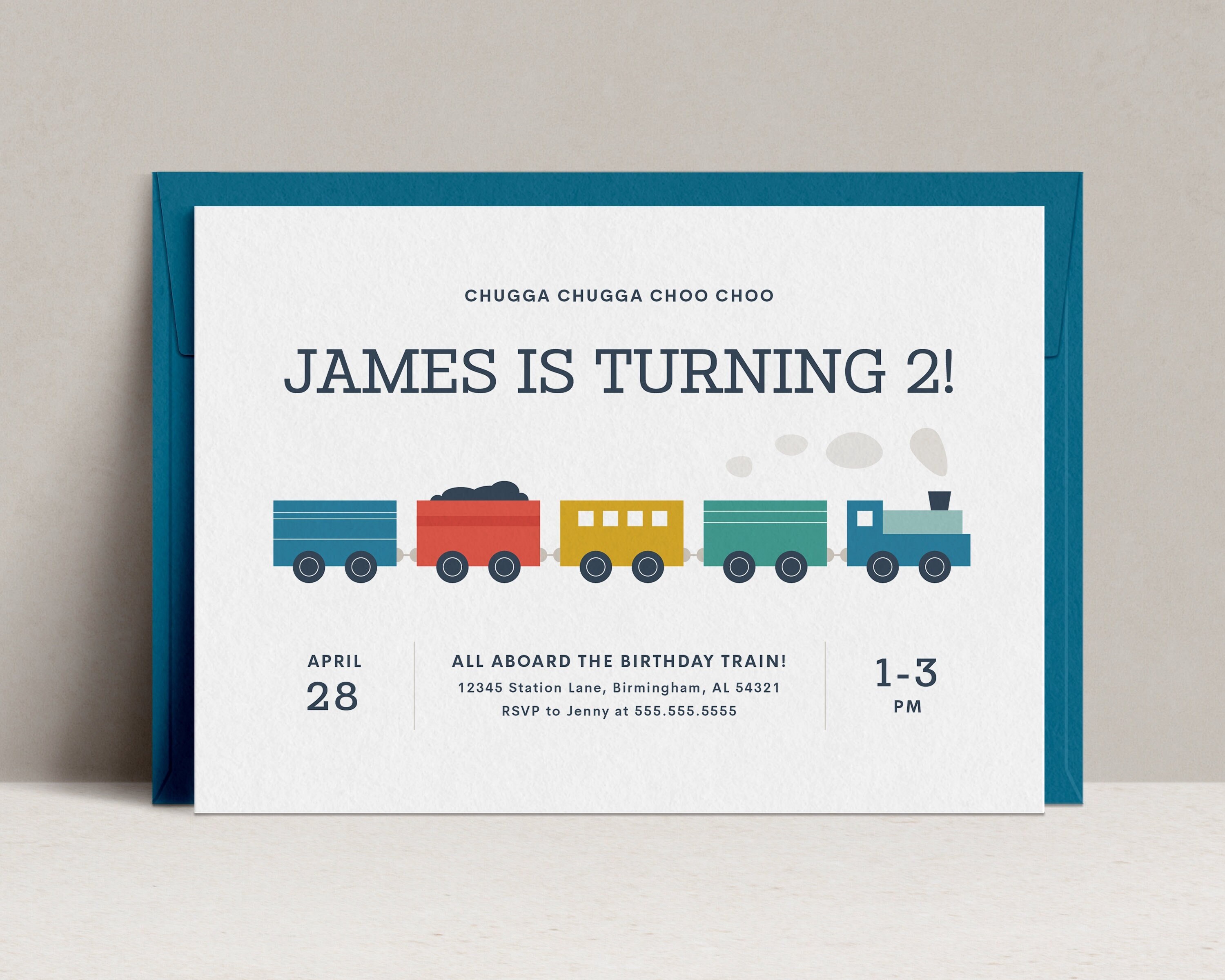 Train Birthday Invitation, Editable Modern Train Party Invitation ...