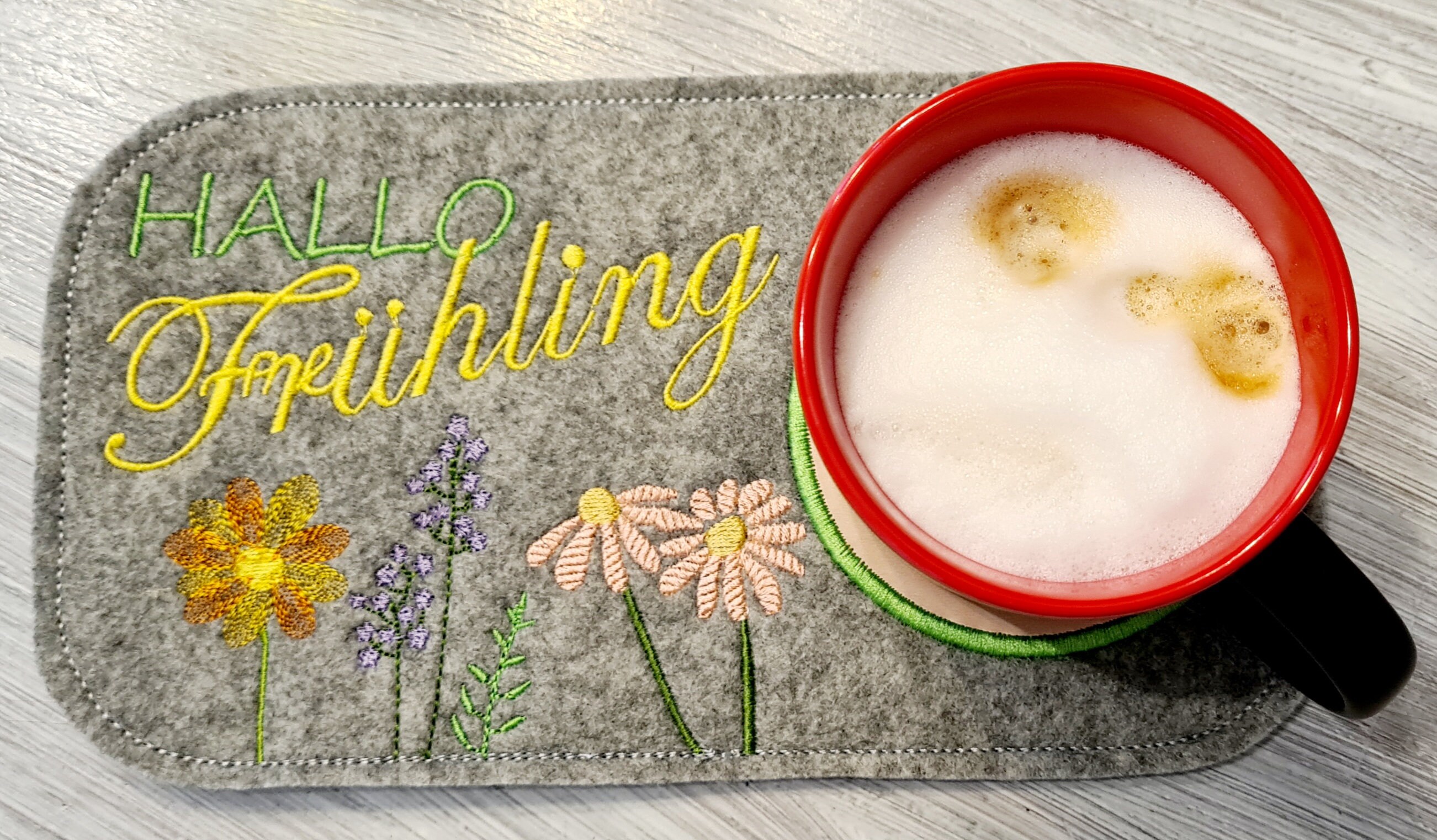 Embroidery File Mug Rug Spring ITH Mug Carpet - Etsy