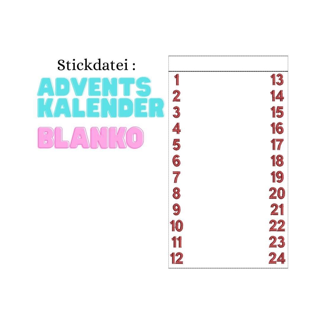 Embroidery File Advent Calendar BLANK ITH - Etsy