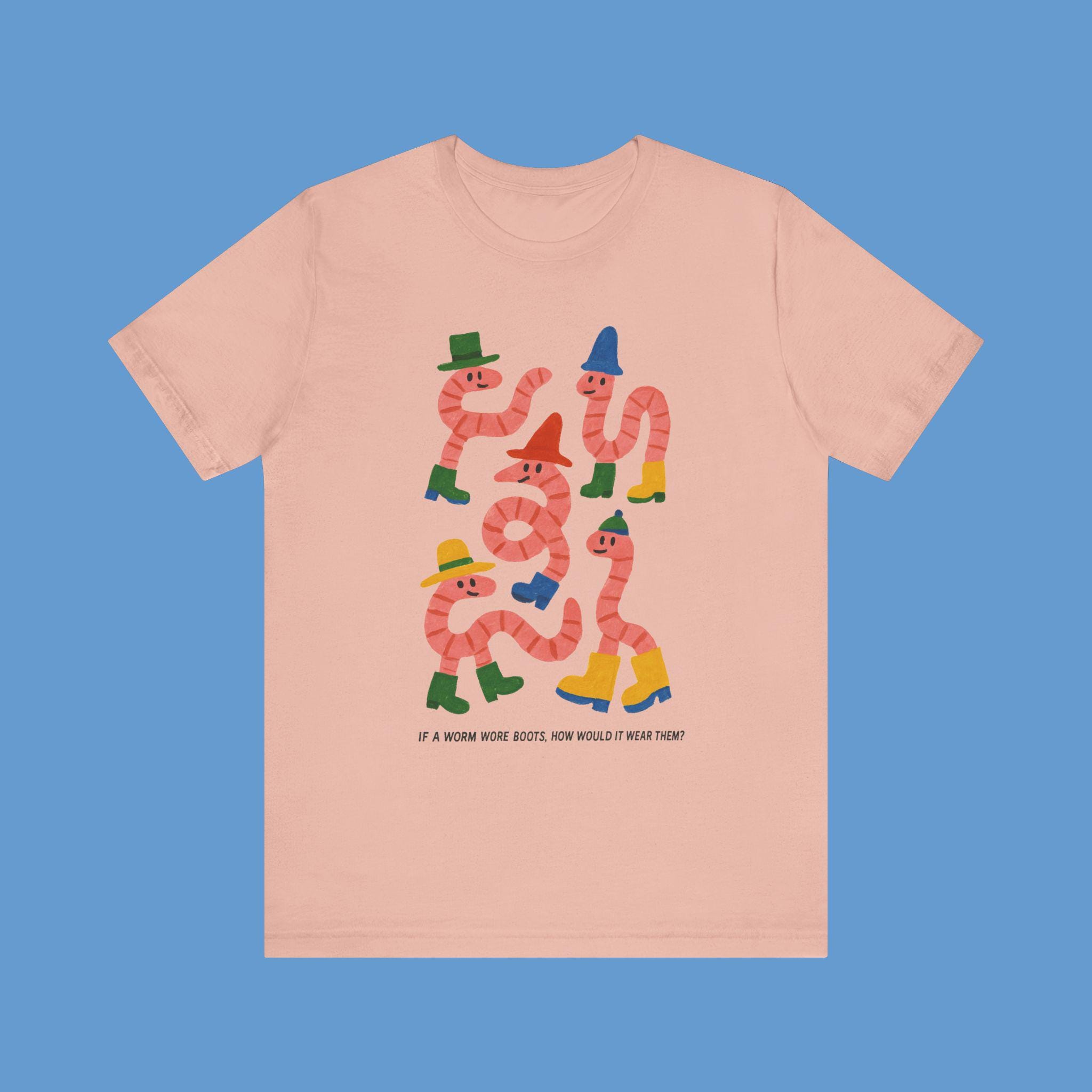 Whimsical Worms in Boots T-shirt, Funny Unisex Tee - Etsy