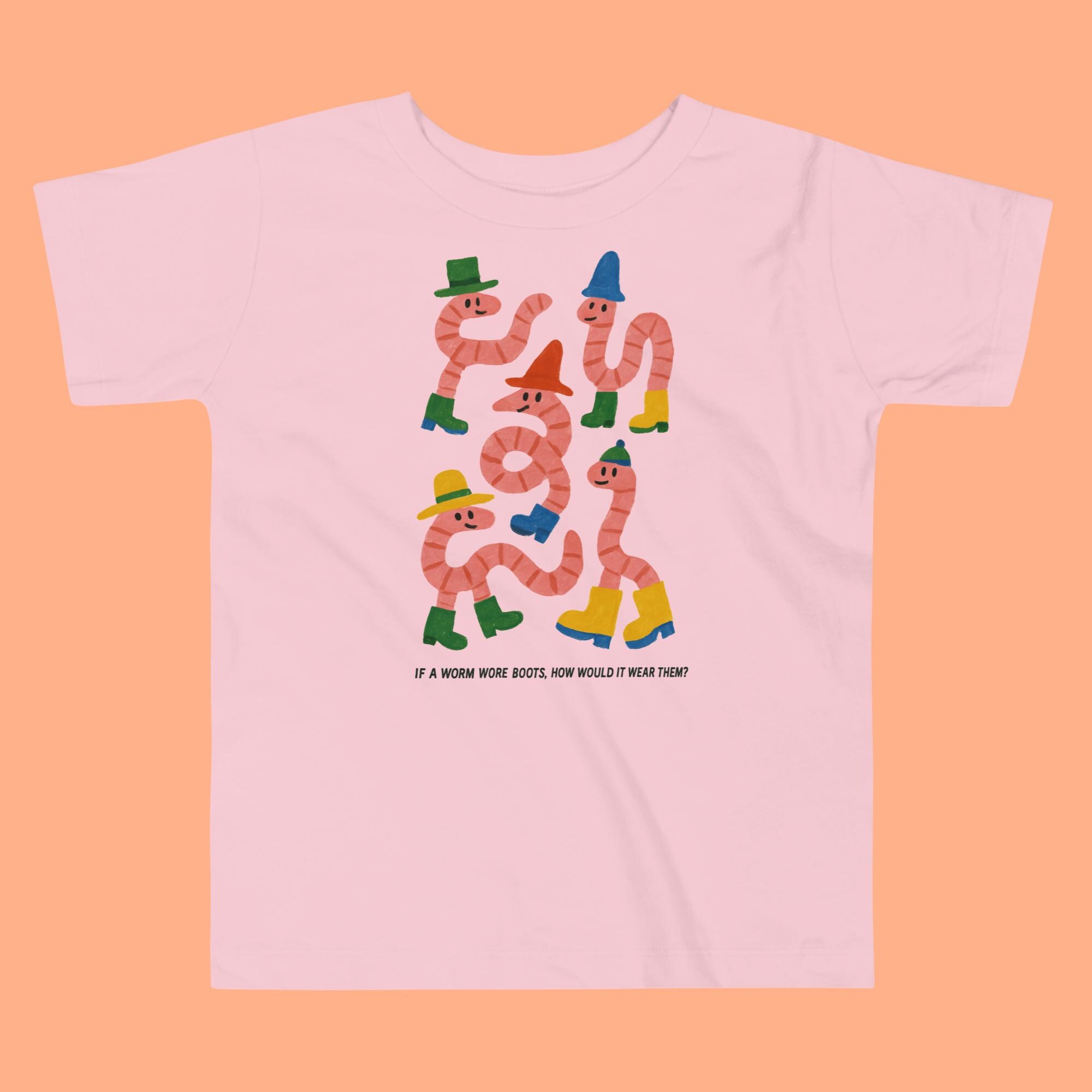 Worm Boots Toddler Tee – Funny Retro Animal Shirt – Whimsical Kids ...
