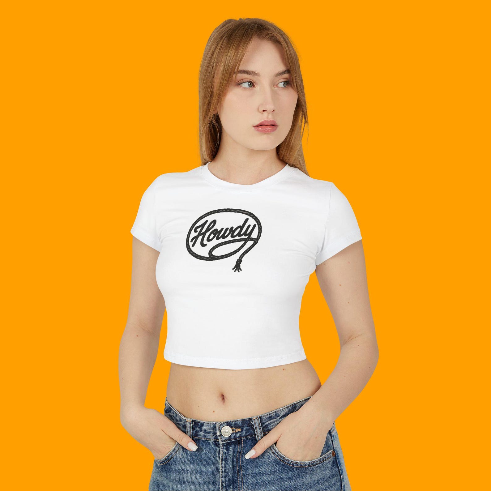 Howdy Women's Baby Tee - Western Rope Script Crop Top - Cute Cowgirl ...