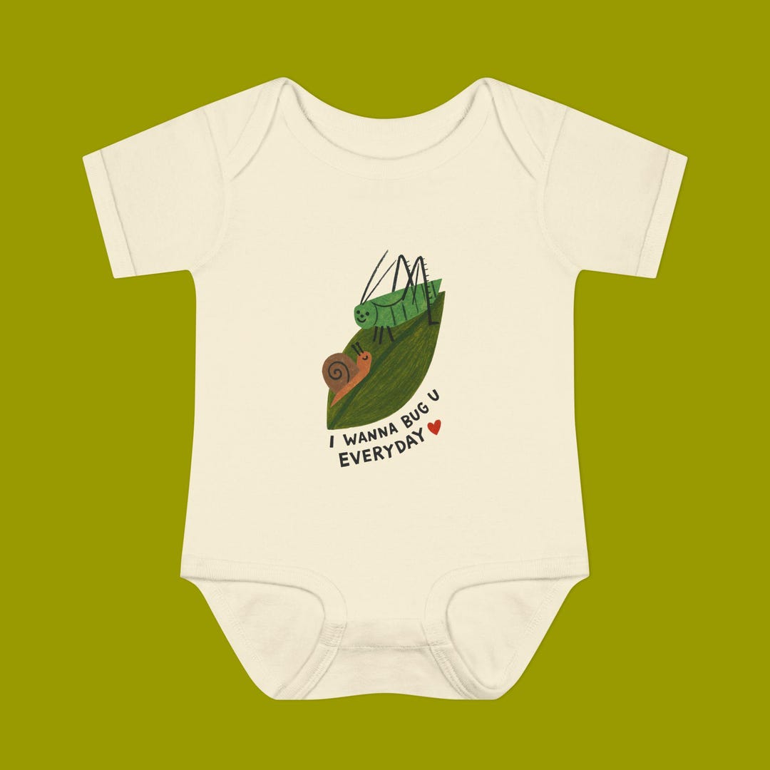 Cute Bug Baby Onesie - "i Wanna Bug U Everyday" Insect Graphic Bodysuit ...