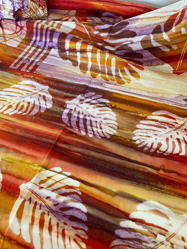 Batik Tropical Palm Leaf Fabric - Etsy