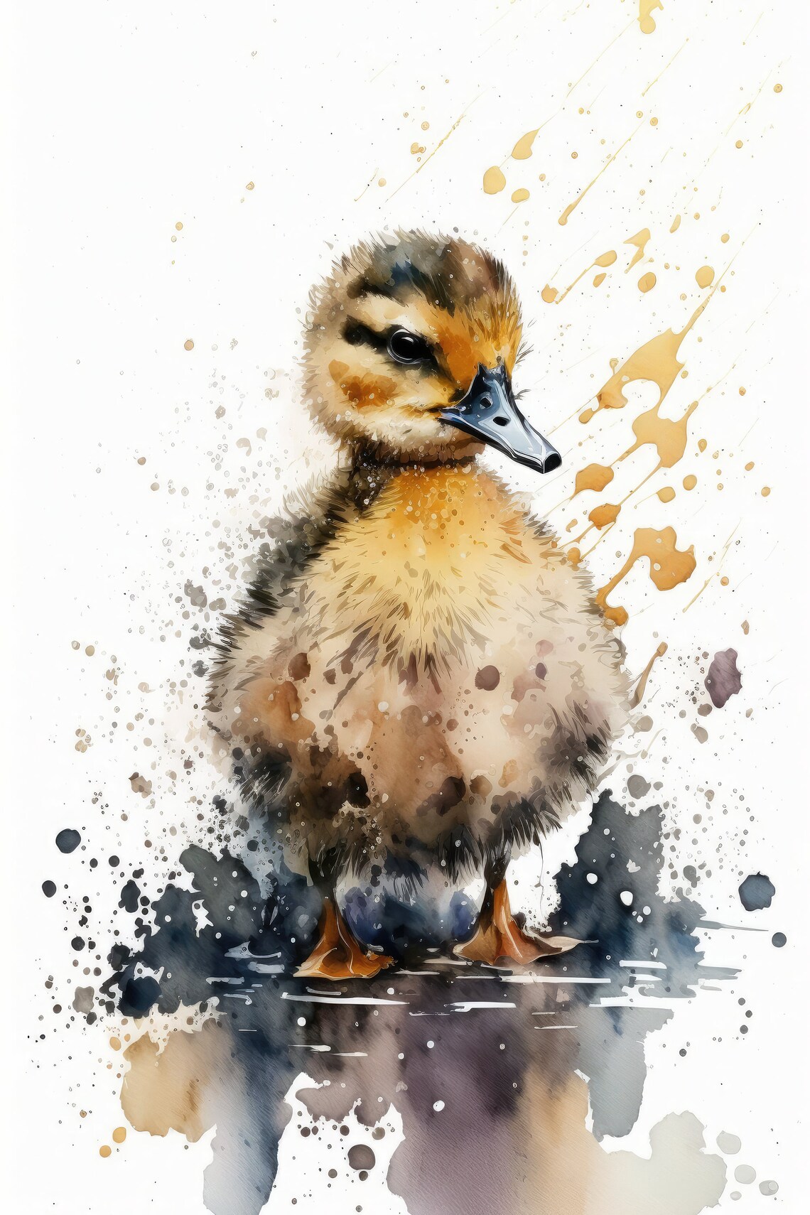 Duckling Water Color Painnting, Housewarming Gift, Digital Art, Digital ...