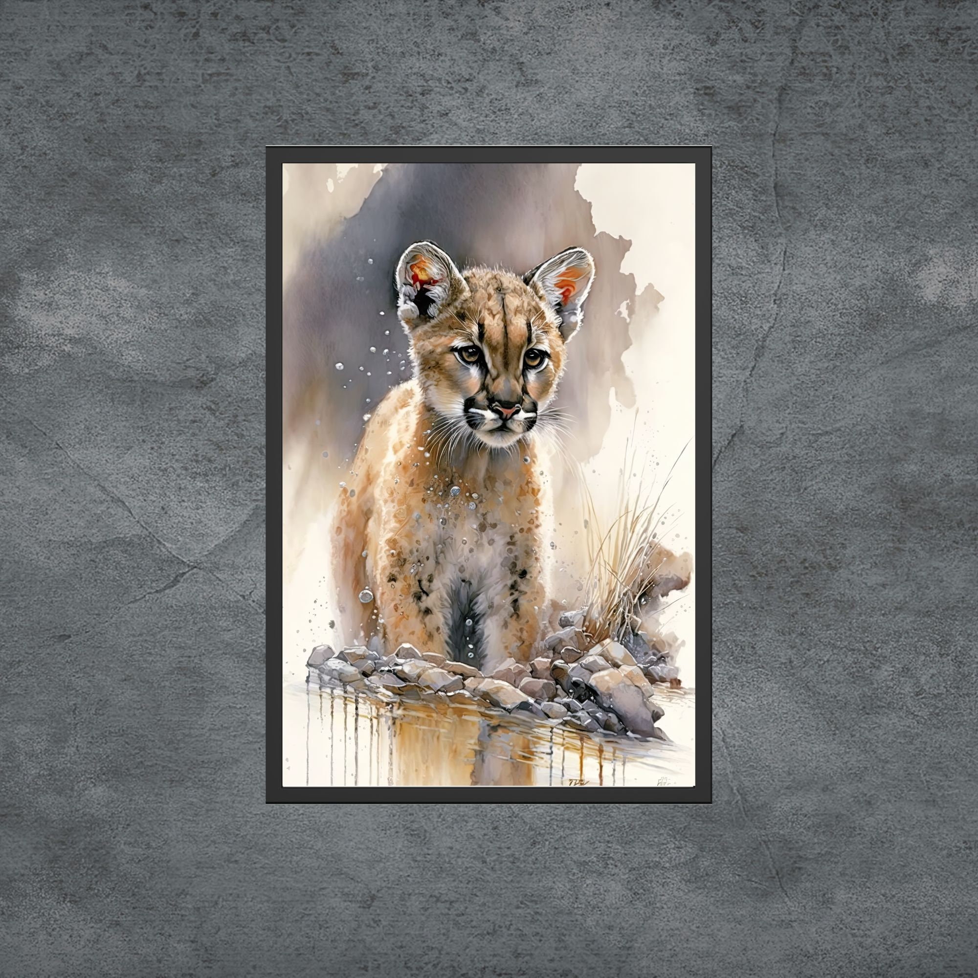 Puma Cub Water Color Painting, Housewarming Gift, Digital Art, Digital ...