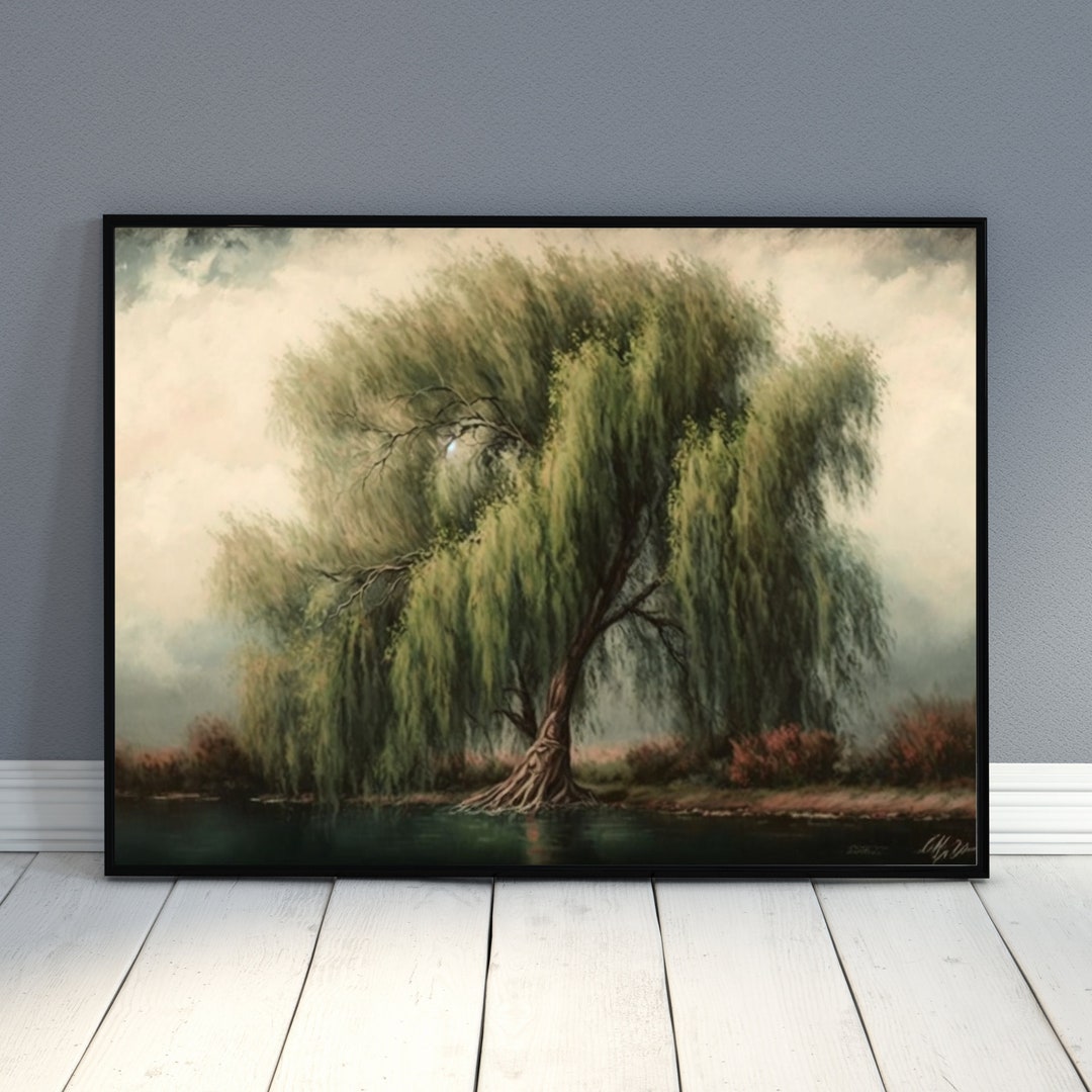 Willow Tree Oil Painting Vintage Print, Vintage Art, Printable Art ...