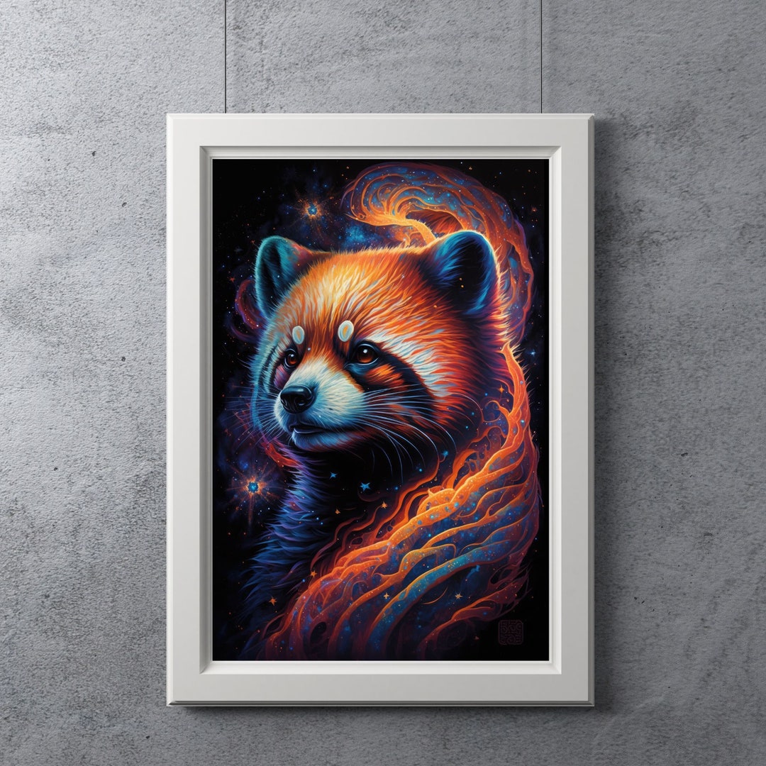 Psychedelic Red Panda Oil Painting, Digital Art Print, Ai Generated ...